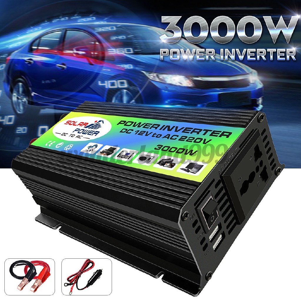 3000w Modified Car Power Inverter Supply Black correction wave 12v-220v ...