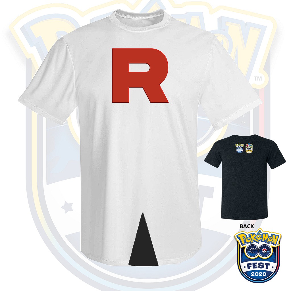 Baju Gamer Pokemon GO Fest 2020 Team Rocket R Logo White Crew Neck 100% ...