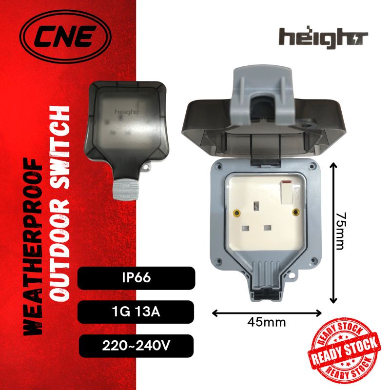 【🔥READY STOCK🔥】HEIGHT 1G 13A Weatherproof IP66 Outdoor Switched ...