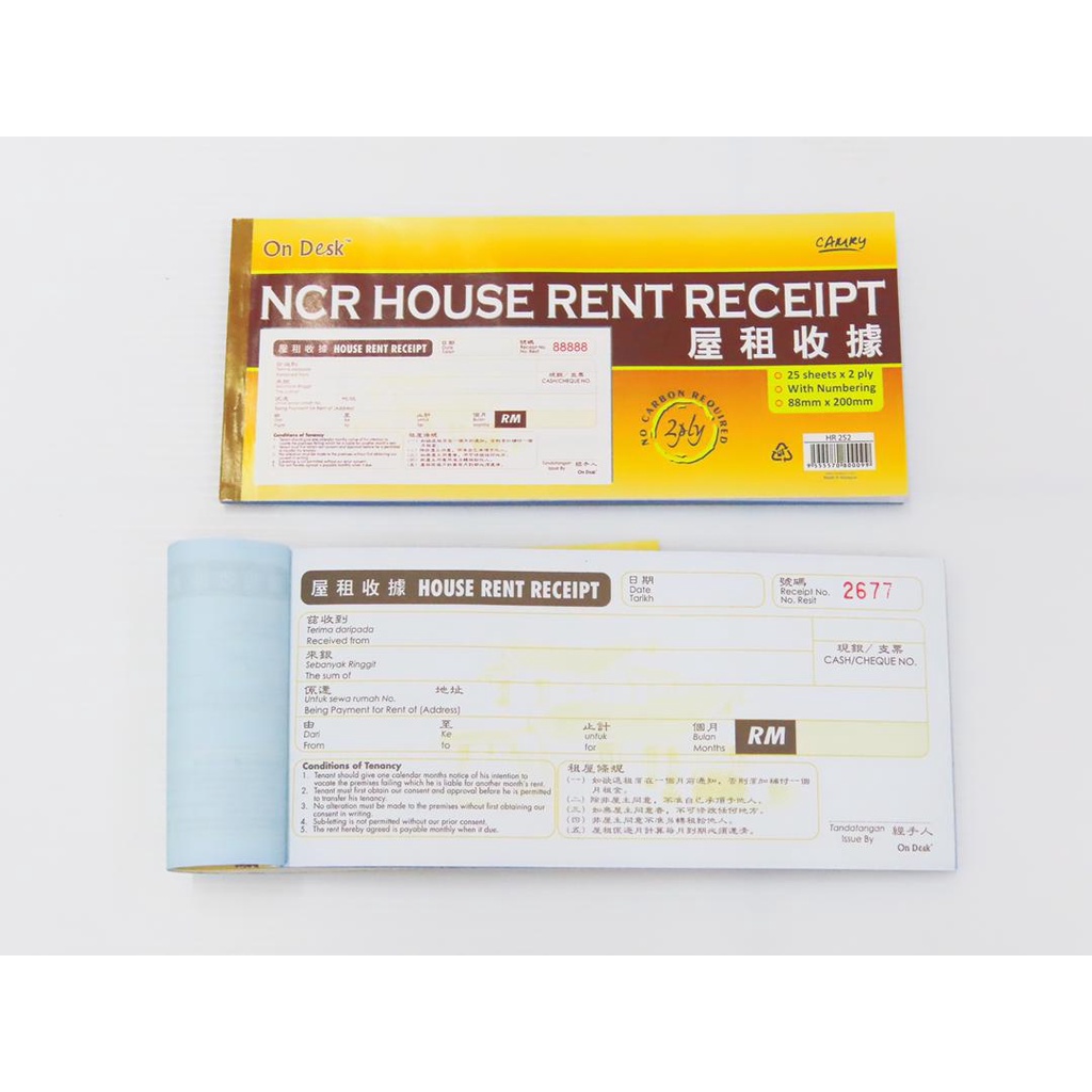 [READY STOCK] 2ply NCR Official Receipt Book/ 2ply NCR House Rent ...