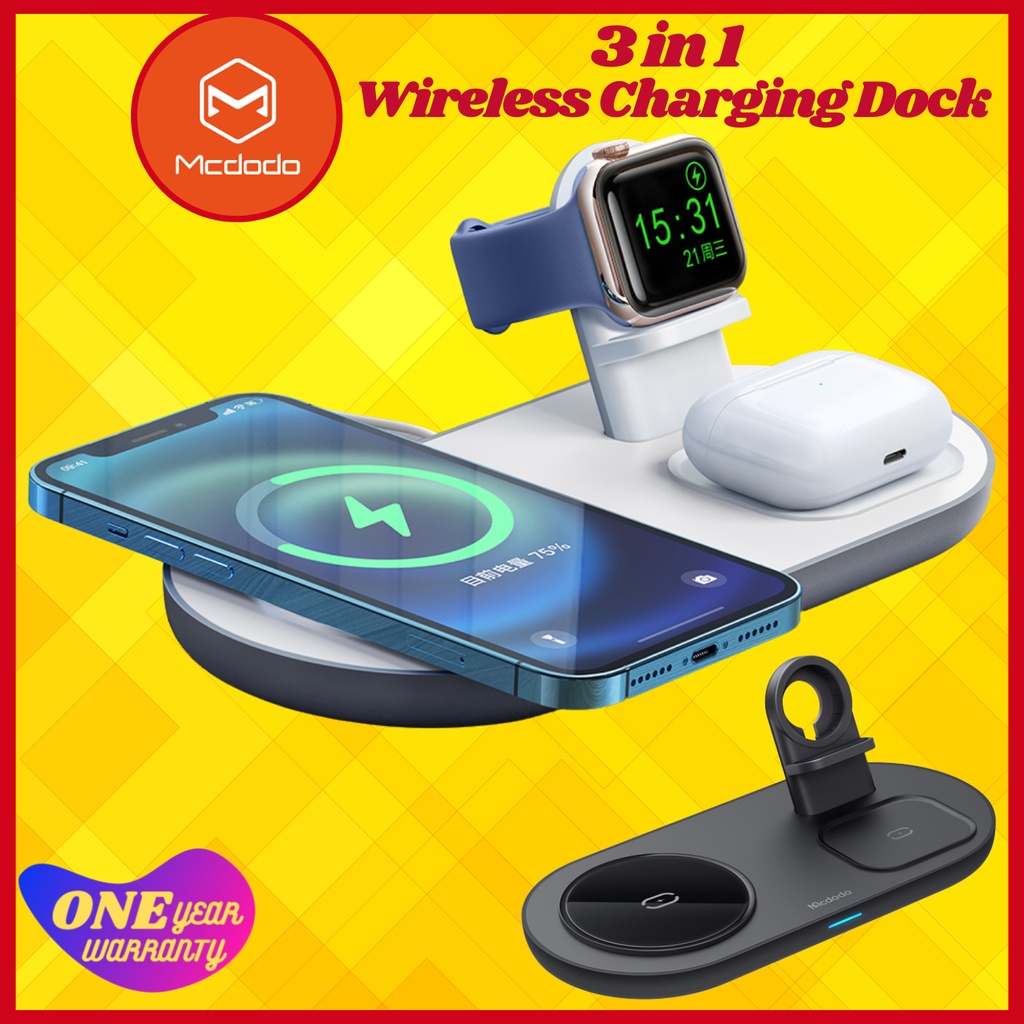 【1YrWarranty】Mcdodo 3 in 1 Fast Charging Dock Wireless Charger Charging ...