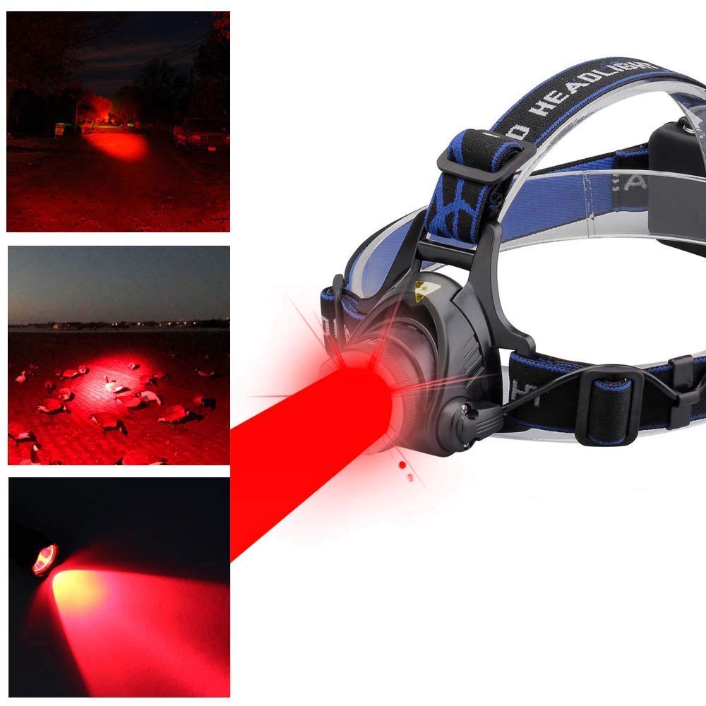 Red Light Headlight LED Headlamp Rechargeable Zoomable Hunting Head ...