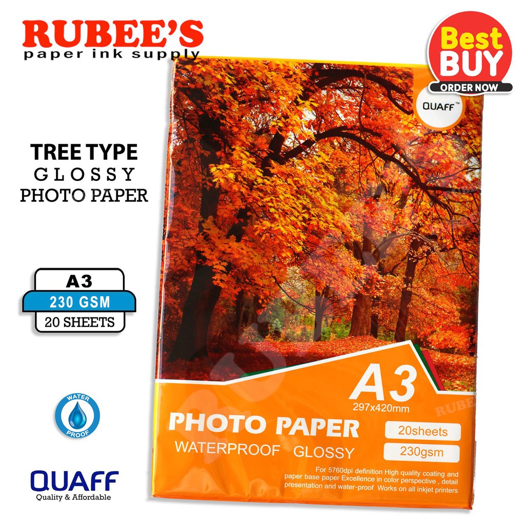 QUAFF A3 Glossy Photo Paper 230gsm (TREE TYPE) | Shopee Malaysia