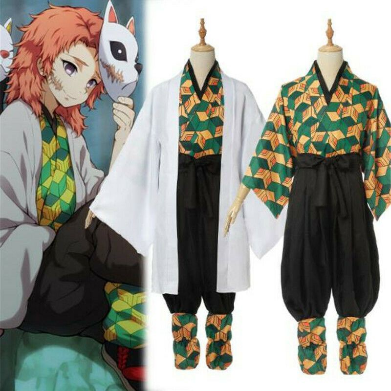 men Demon Slayer Kimetsu no Yaiba Sabito Cosplay Costume Kimono Cloak ...