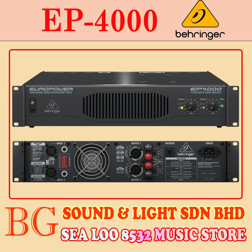BEHRINGER EP4000 / EP-4000 2X550W 2 CHANNEL POWER AMPLIFIER ATR ...