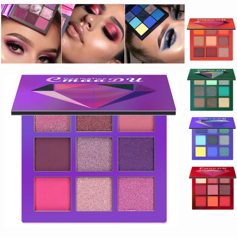 Hot CMAADU Eyeshadow 9 Colors Palette Diamond Shining Waterproof Matte ...