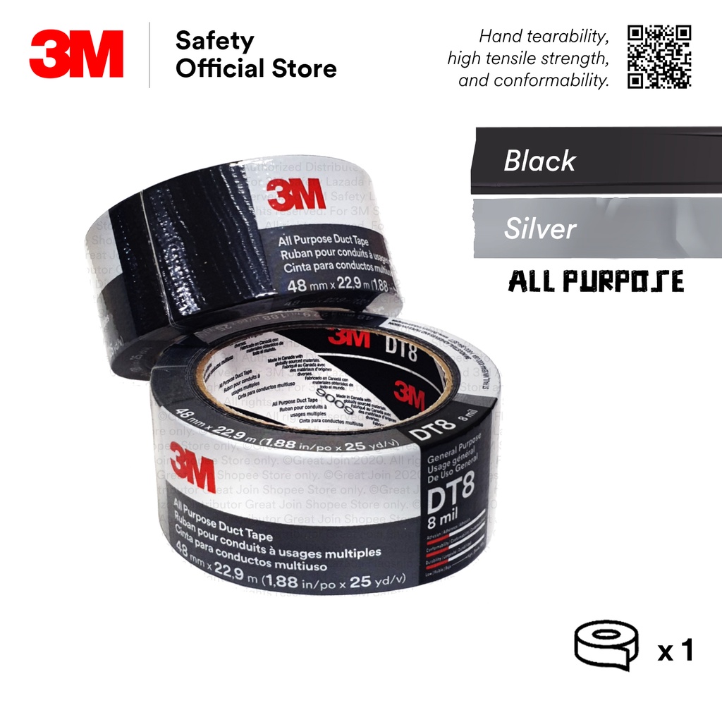 3M™ All Purpose Duct Tape DT8/ Light Duty Duct Tape/ Instant Bond/ Made ...