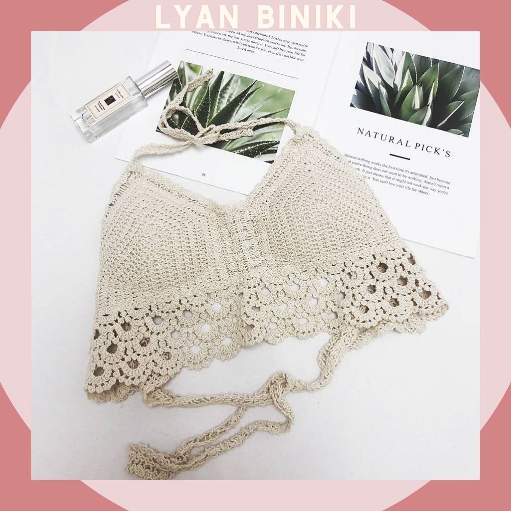 Crochet beach Bra, water wave pattern | Shopee Malaysia