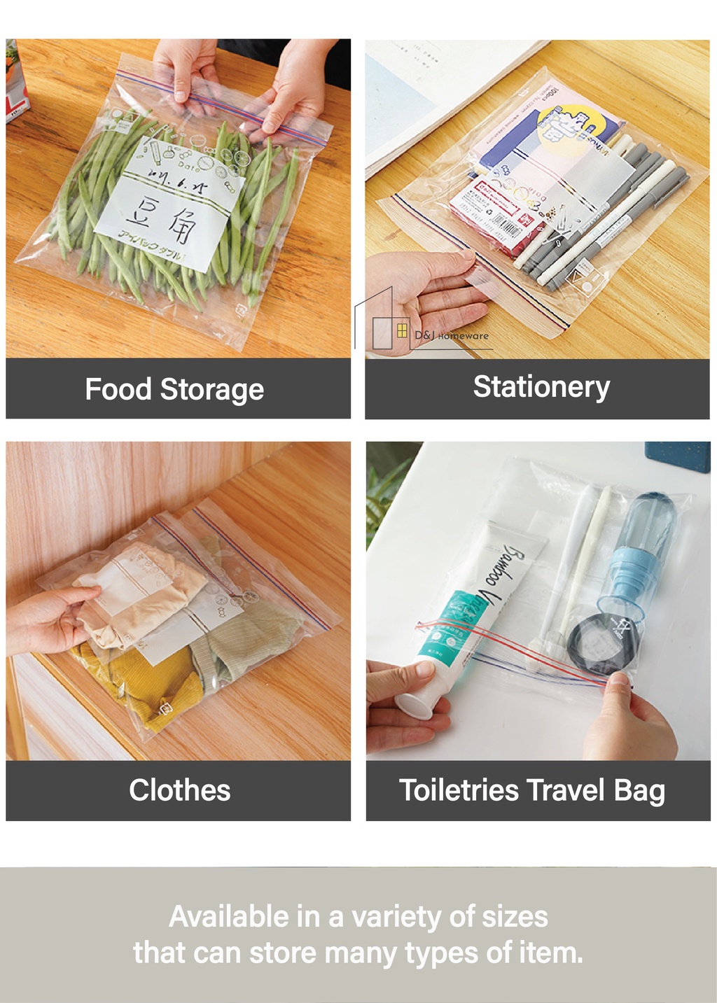 Reusable Zip Lock Bag Food Storage / Fresh-Keeping Zipper Bag / Frozen ...