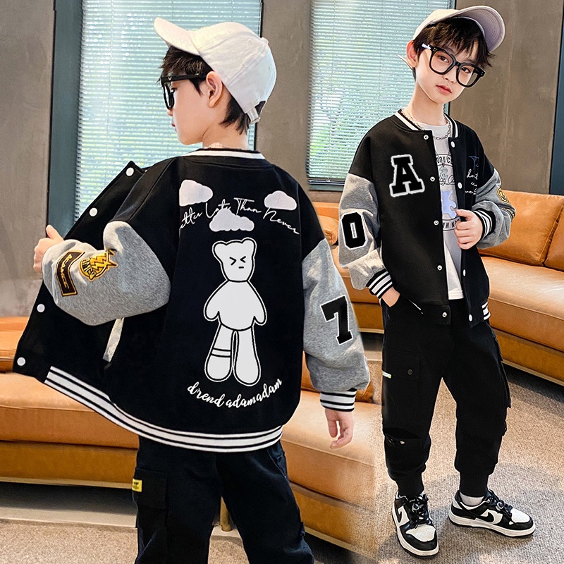 [ML] 110-160cm Boys Baseball Uniform Handsome Medium Big Kids ...