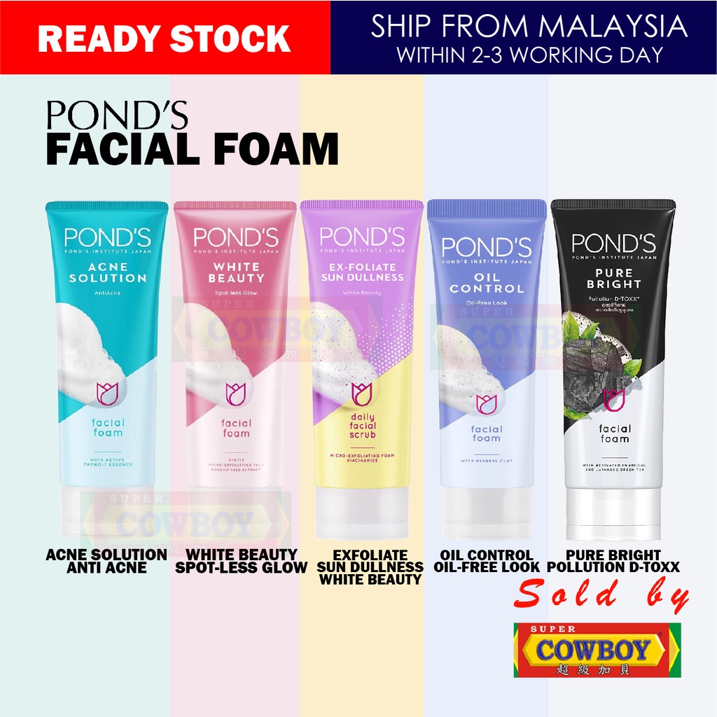 Ponds Facial Foam Daily Scrub Pencuci Muka Whitening Acne Jerawat ...