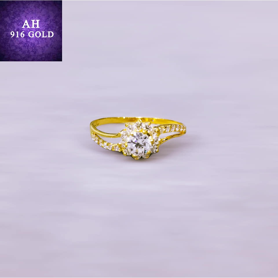 Cincin Tunang Emas 916 Size 16/Merisik/Kahwini/Nikah/Engagement Ring ...