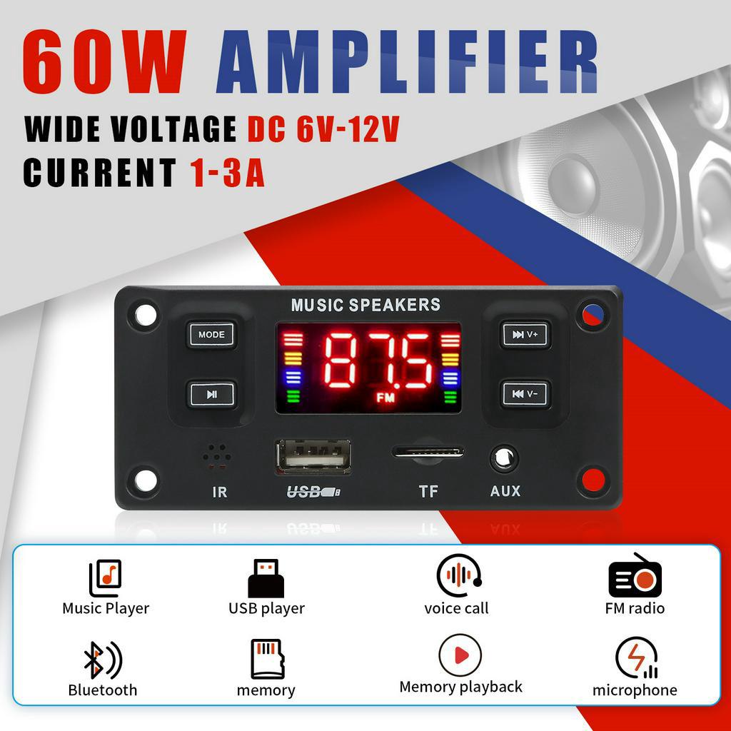 Placa amplificadora 60W Player Decoder Board 6V-12V Bluetooth ...