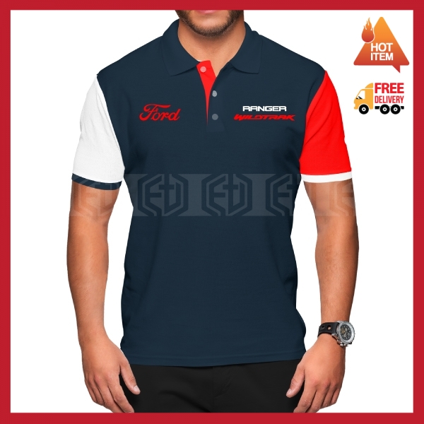 T Shirt Polo Kolar Ford Ranger Wildtrak Pickup Cotton Embroidery ...