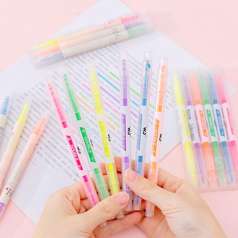 [ Ready Stock ] 6 IN 1 Dual Color Highlighters Office/School highlight ...
