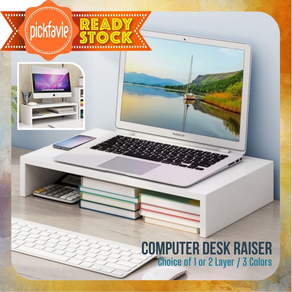 Table Top Computer Monitor Stand Raiser Desktop Keyboard Rack Storage ...