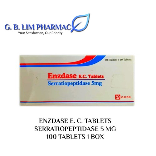 (EXP: 25-MAY-2026) ENZDASE SERRATIOPEPTIDASE 5MG 100 TABLET One Box ...