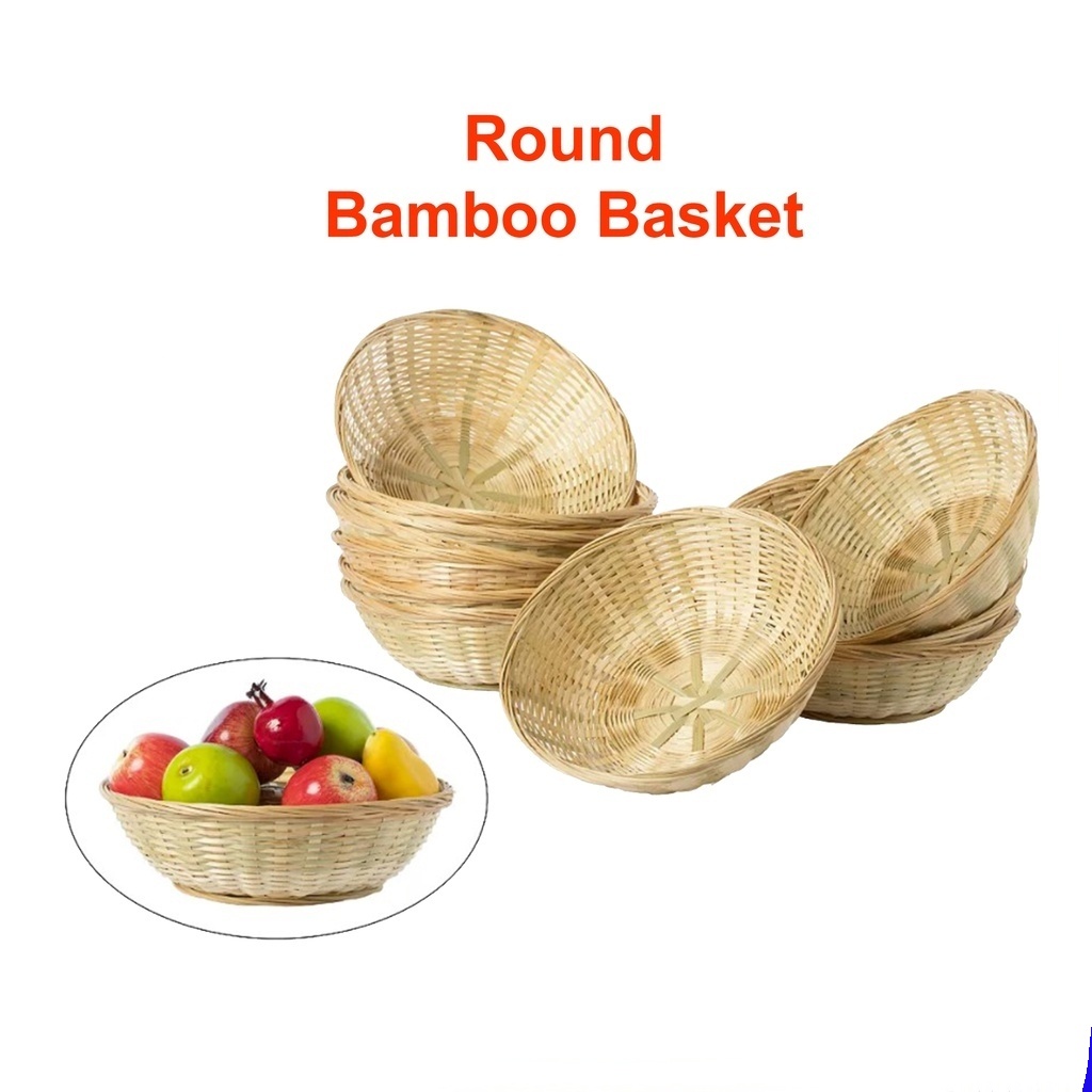 Bamboo Woven Bread Basket Fruit Vegetables Egg Storage Basketry Snacks ...