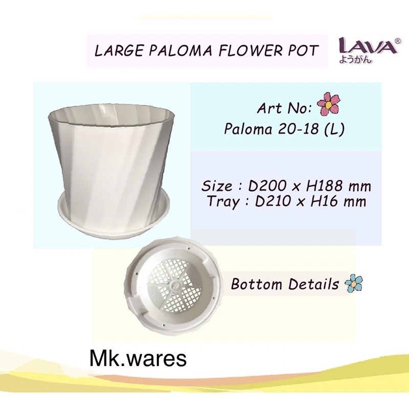 LAVA Paloma Pasu Bunga Plastic/Padu/PALOMA FLOWER POTS WITH TRAY_PASU ...