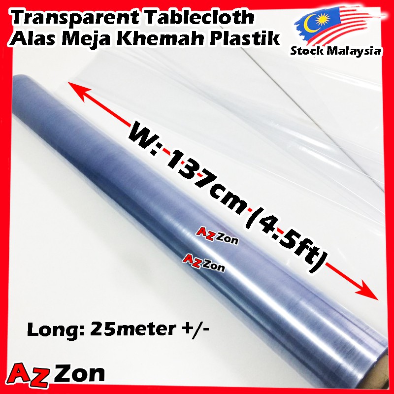 PVC Transparent Thin Plastic 0.08mm / 0.15mm 1Roll Alas Meja Plastic ...