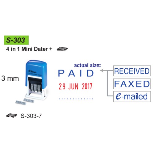 Shiny S-303 4 in 1 Mini Dater Stamp ( Paid / Recieved / Faxed / Emailed ...