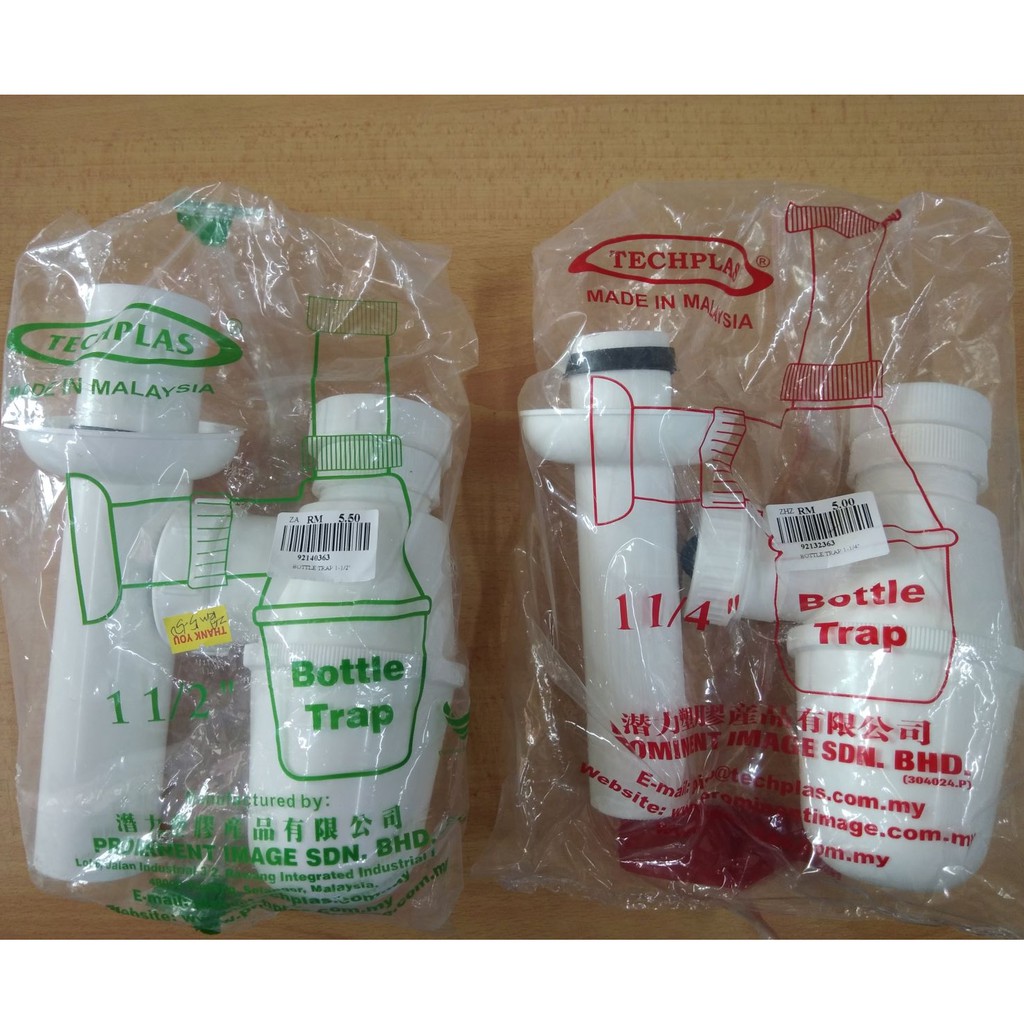 TECHPLAS UPVC Bottle Trap / Perangkap botol / 瓶式存水弯 (1 1/2" & 1 1/4 ...