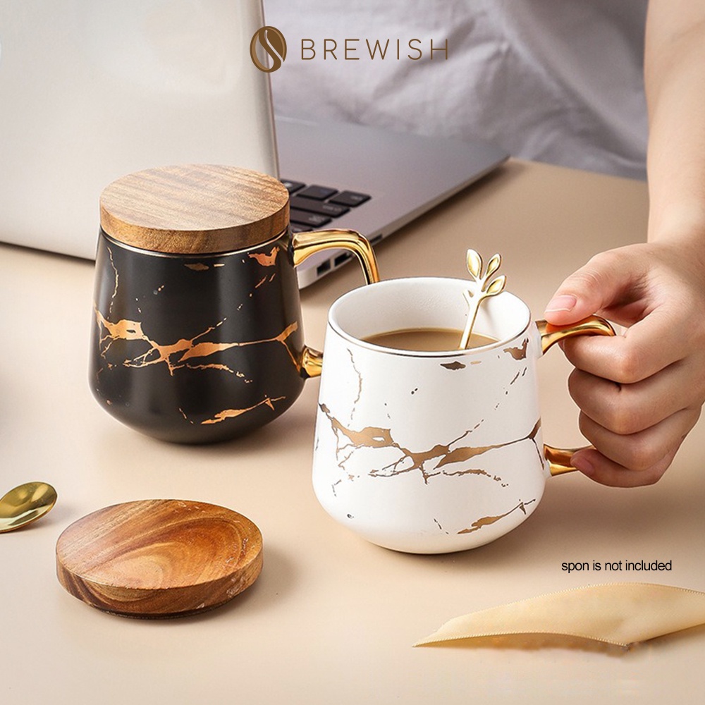 (Sales) BREWISH Barista Nordic Style Ceramic Coffee Cup Gold Marble ...