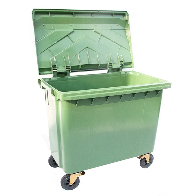 [660L / 1100L] HDPE 4 Wheel Mobile Garbage Bin / Green Garbage Bin ...