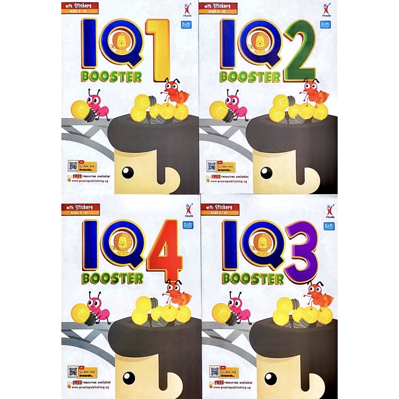 [Praxis] IQ BOOSTER with Stickers (Book1-4) Ages 5-10(New version ...