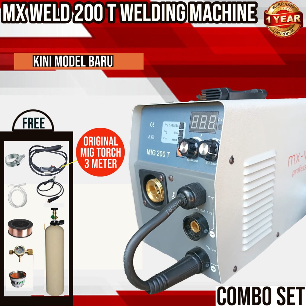 MX WELD MIG200 || MIG 200T WELDING MACHINE I YEAR WARRANTY | Shopee ...