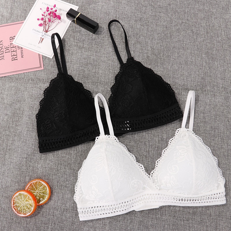 French Lace Seamless Triangle Cup Bra -Adjustable Straps | Shopee Malaysia