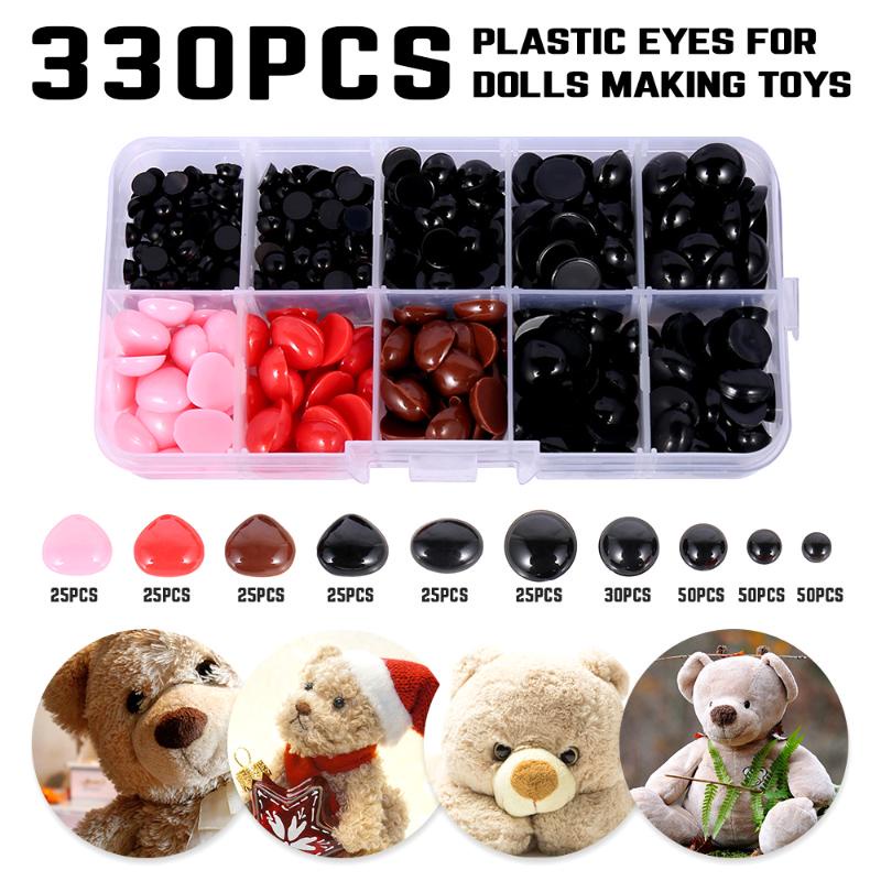 205 Round Flat Eyes + 125 Triangle Dolls Nose Eyes Making Teddy Bear ...