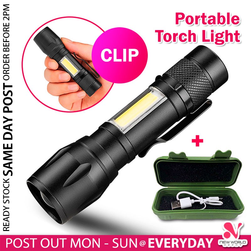 𝗪𝗔𝗧𝗘𝗥𝗣𝗥𝗢𝗢𝗙 + 𝗖𝗟𝗜𝗣 》LED Torch Light Flashlight Zoomable Torchlight 3 ...
