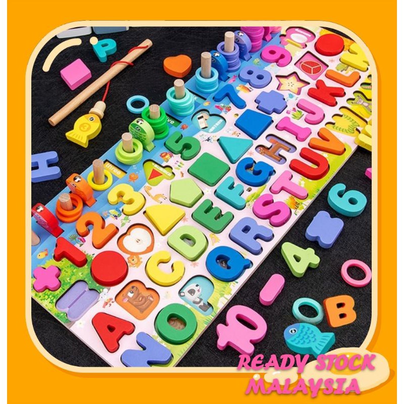 ABC board game💥 EARLY LEARNING WOODEN 7 IN 1 EARLY LEARNING PUZZLE ...