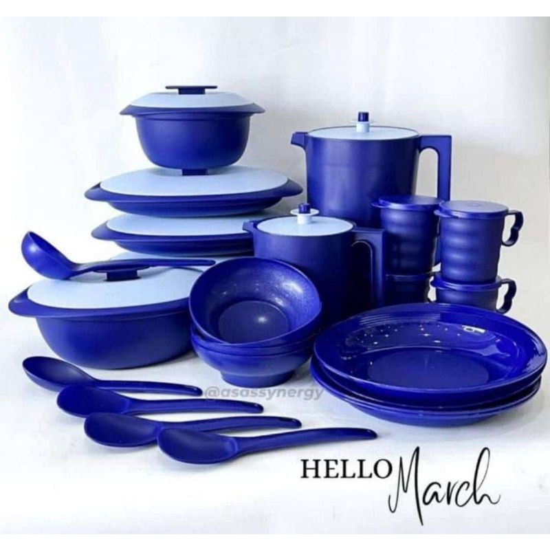 SET SERVING ROYALE BLUE(TUPPERWARE) | Shopee Malaysia