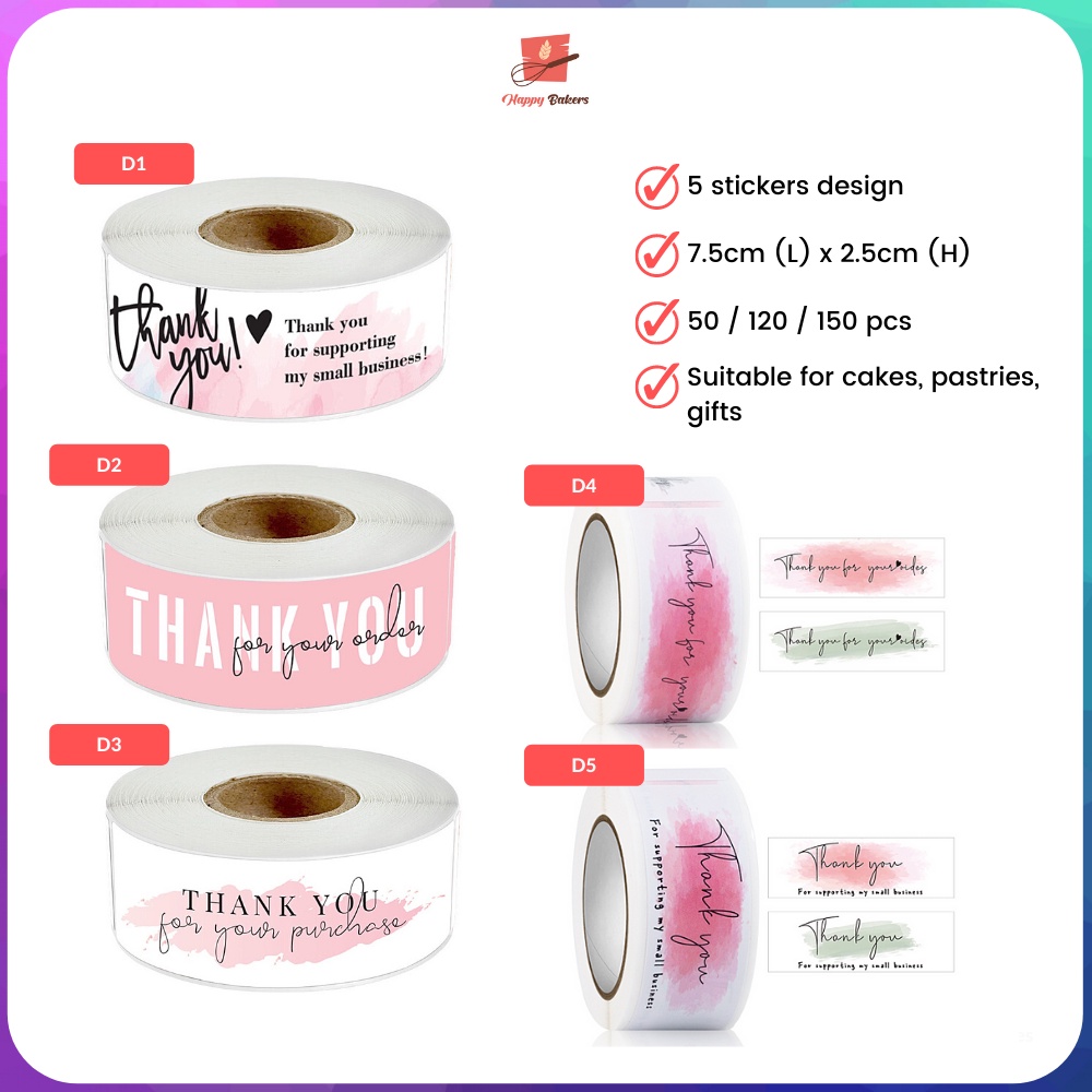 Thank You Labelling Sticker | For Food Packaging, Gift, Hamper ...