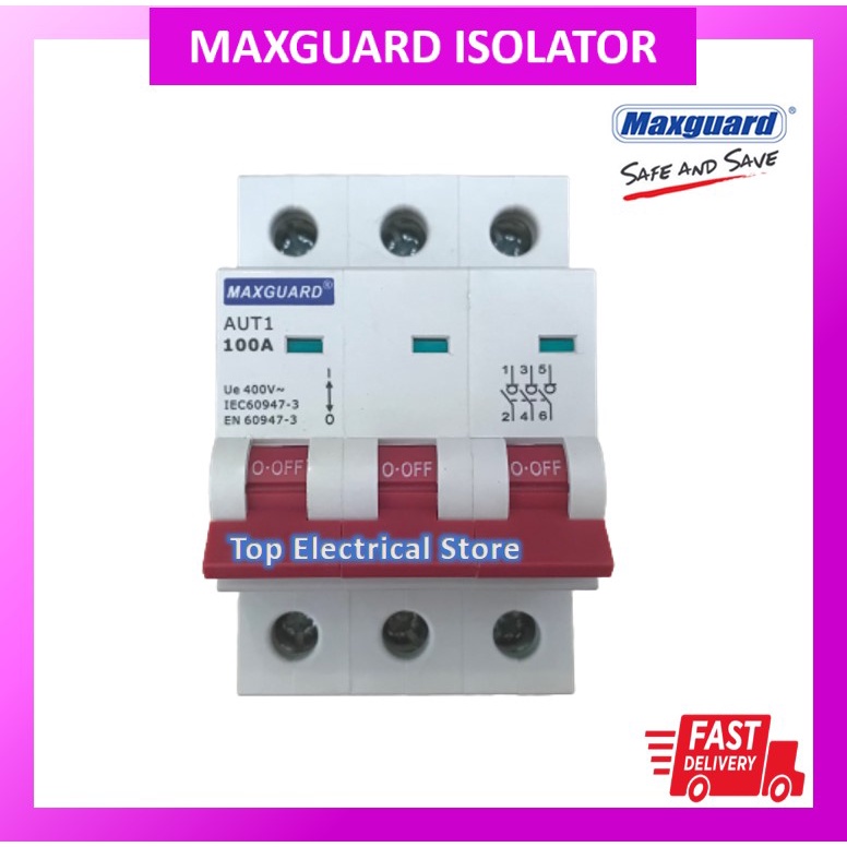 MAXGUARD ISOLATOR 2P 3P 63A 100A SWITCH / MAIN SWITCH | Shopee Malaysia