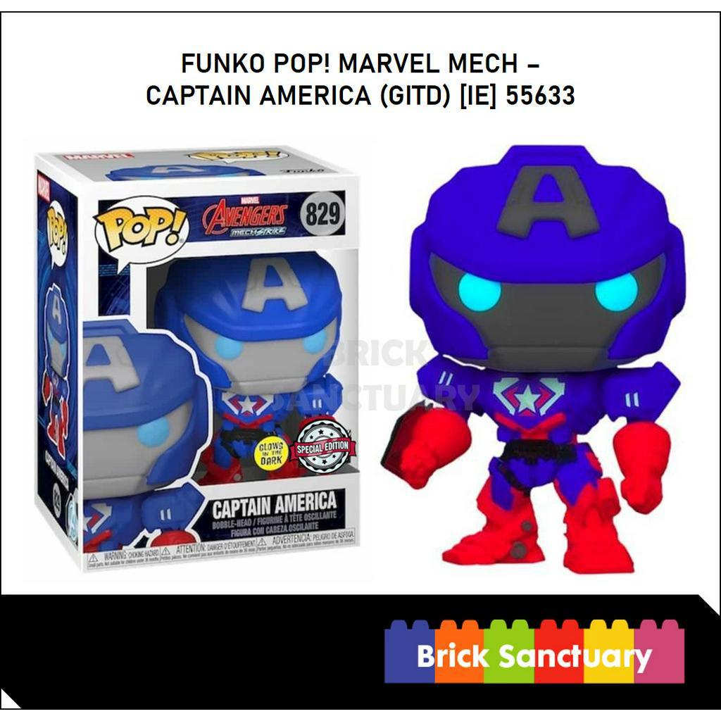 FUNKO POP! Marvel: Marvel Mech - Captain America (GITD) [IE] (55633 ...