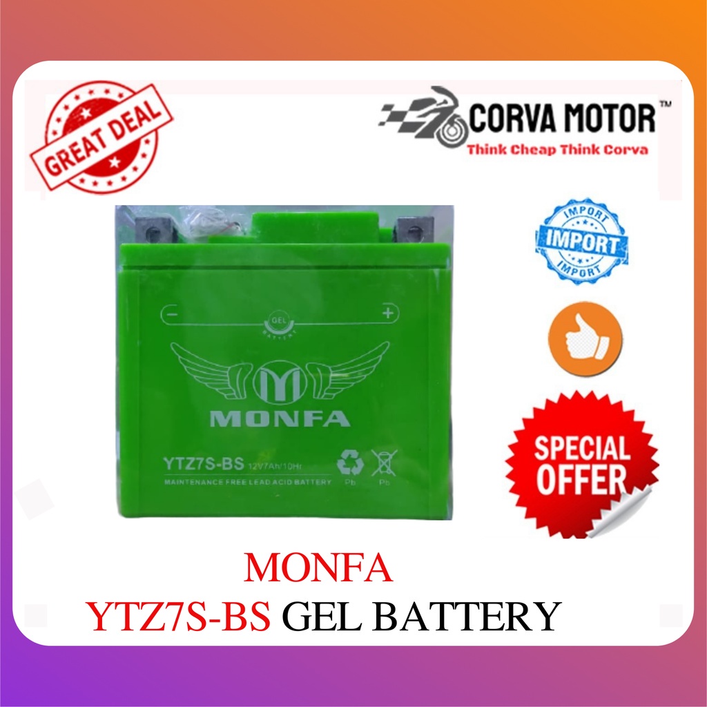 Corva Motor Monfa Bateri Motosikal Ytz7 Gel Battery YTZ7V / YTZ7S-BS ...