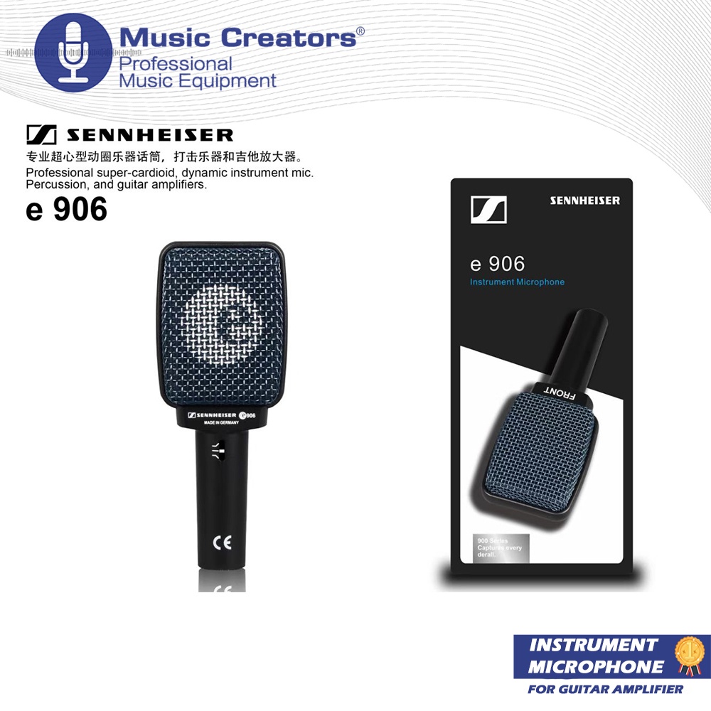 Sennheiser E906 Instrument Microphone Set Supercardioid Instrument Microphone for Guitar ...
