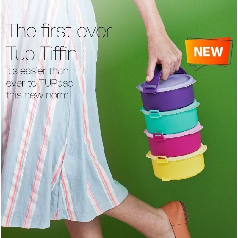 Tupperware Tup Tiffin Mangkuk Tingkat Viral Set (4) 550ml READY STOCK ...