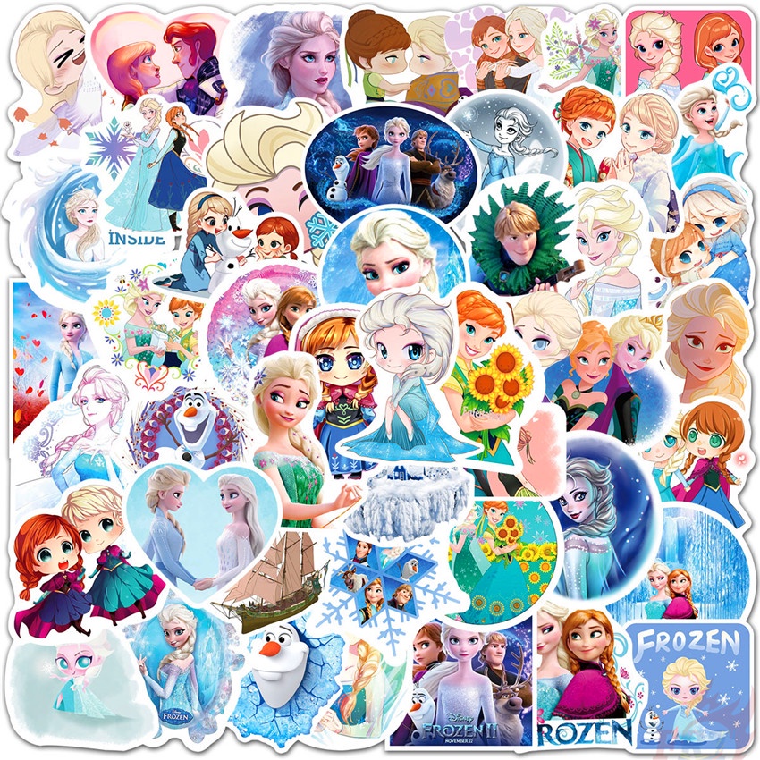 100Pcs/Set Frozen Series C Stickers D-Cartoon Princess：Anna & Elsa DIY ...