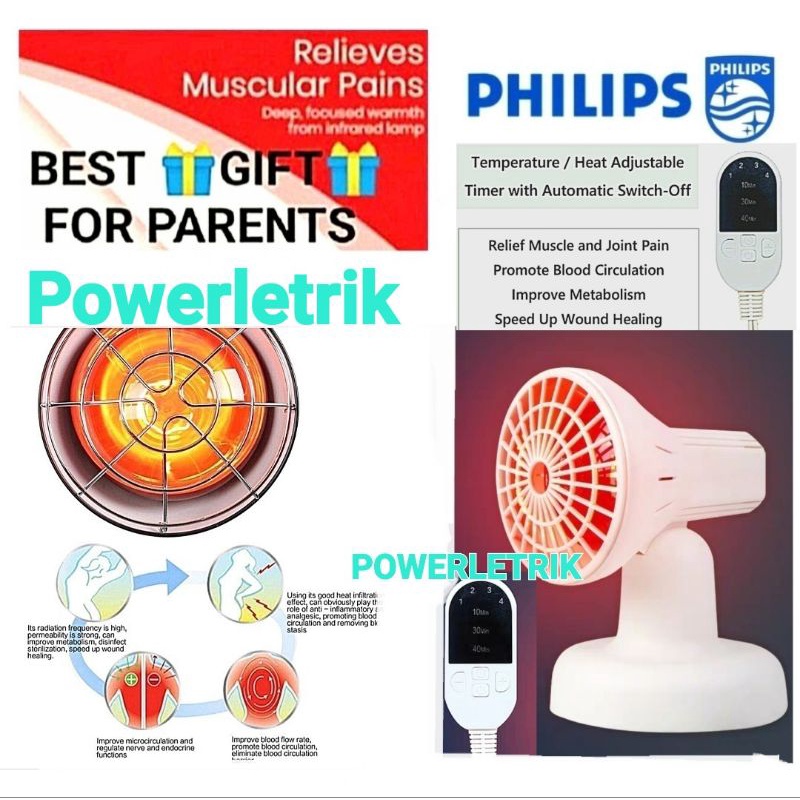 ☀NEW MODEL☀ PHILIPS InfraPhil 150W INFRARED DIMMABLE LAMP HEATER ...