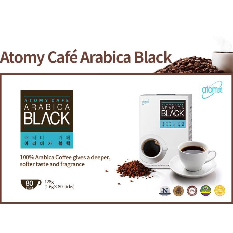 Atomy Cafe Arabica Black (80 sticks)Coffee 100% (Instant Coffee 87% ...