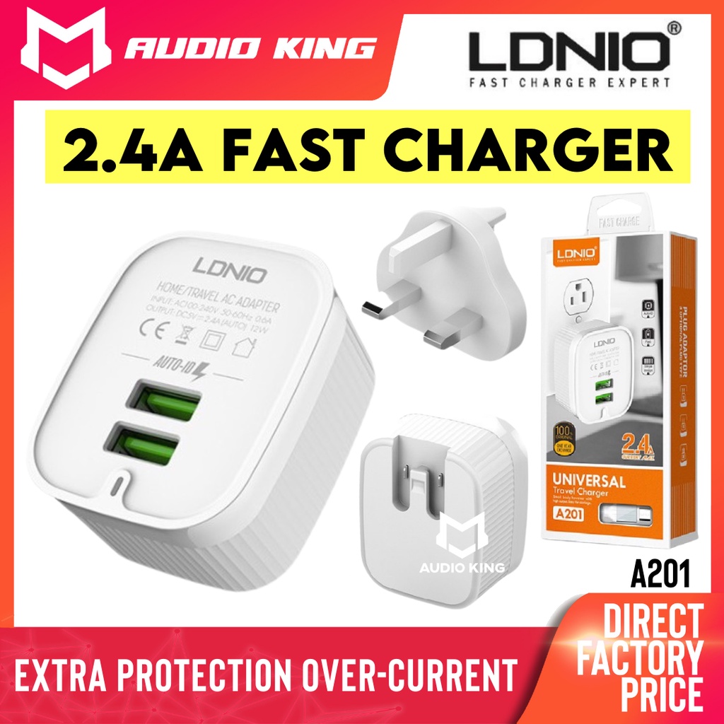 LDNIO Charger Android Fast Charging Adapter Charger LDNIO 2.4A A201 ...