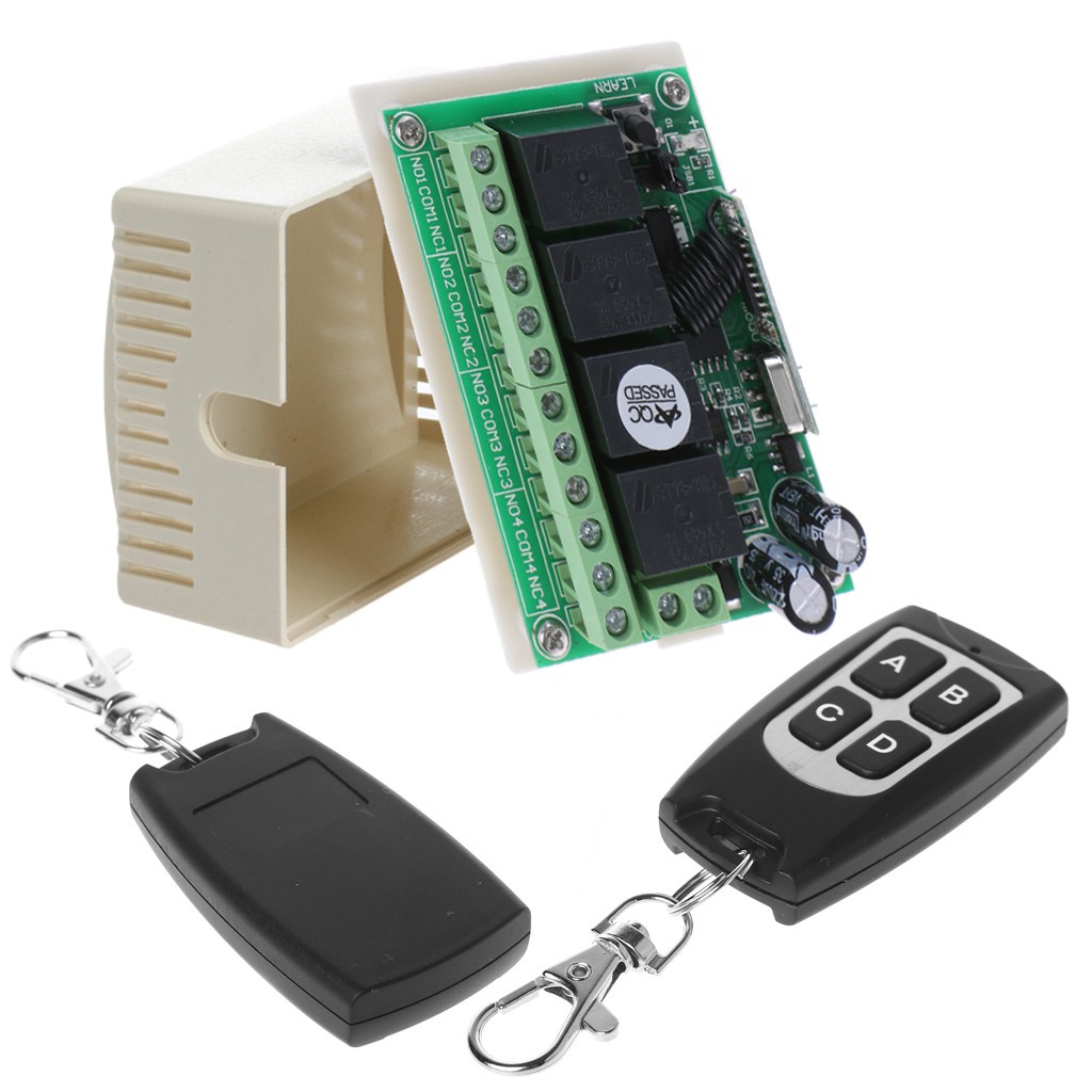 Wireless Remote Control DC 12V 4CH 315MHz Relay Switch 2 Transceiver ...