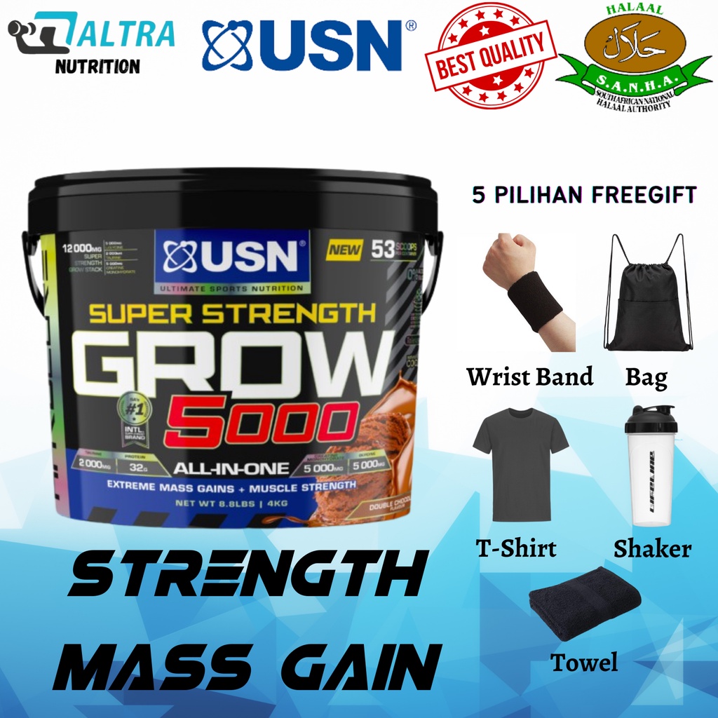 USN Super Strength Grow 5000 All-In-One Extreme Mass Gains And Muscle Strength Creatine Protein ...