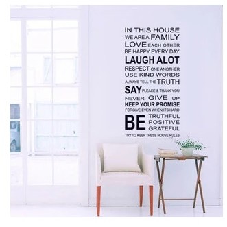 HO034 HOUSE RULES Wall Sticker Quotes Decal Home | Shopee Malaysia