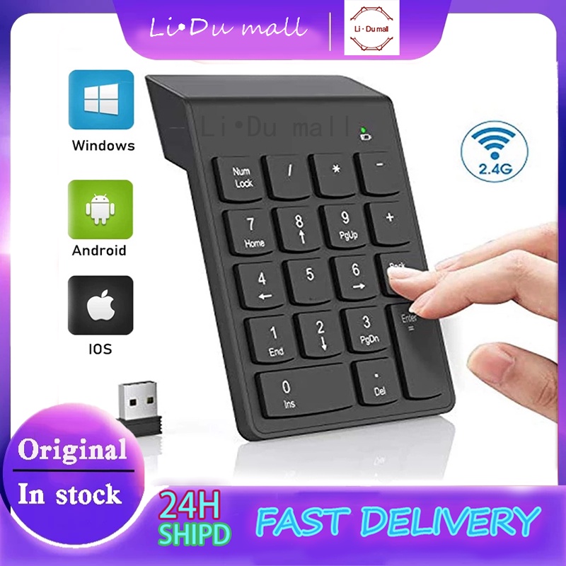 2.4GHz Wireless/wiredNumeric Keypad Numpad 18 Keys Portable Small-Size ...