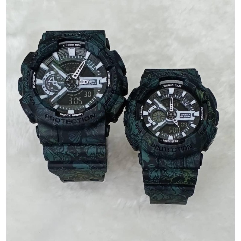 Gshock GA-110 Green Army Flora Couple Style Dual Function Function ...